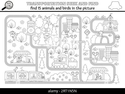 Vector transportation searching game with city landscape with roads ...