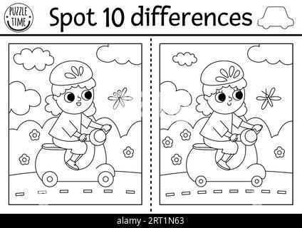 Find differences game. Ecological black and white educational activity ...