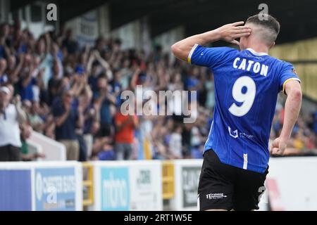 Chester's Charlie Caton celebrates after scoring their second goal ...