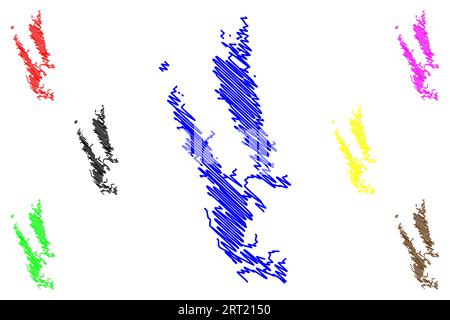 Lake Kaptai (People's Republic of Bangladesh) map vector illustration ...