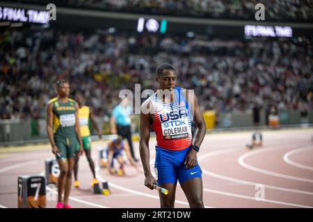 Christian Coleman participating in the 4X100 meters relay at the World ...