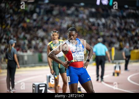 Christian Coleman participating in the 4X100 meters relay at the World ...