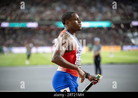Christian Coleman participating in the 4X100 meters relay at the World ...