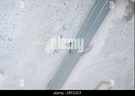 Making of false ceilings, metal frame of suspended ceilings at ...