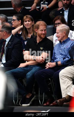 The Duke of Sussex, watches the wheelchair rugby finals at the Merkur ...