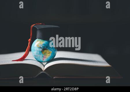 Graduated study abroad international Conceptual, Graduation hat on top ...