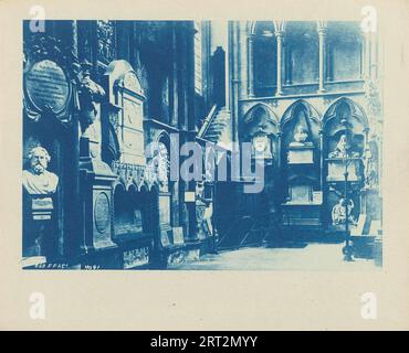 Poets' Corner in Westminster Abbey, London, with the memorial to ...