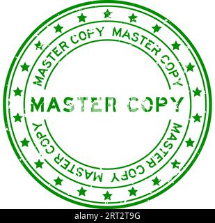 Grunge green master copy word rubber seal stamp on white background ...