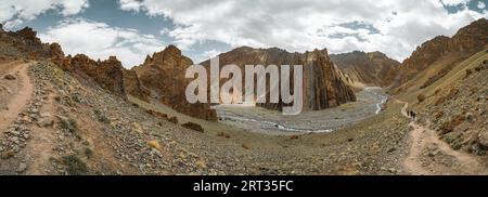 Panorama of popular Markha Valley trek in old buddhist kingdom of ...