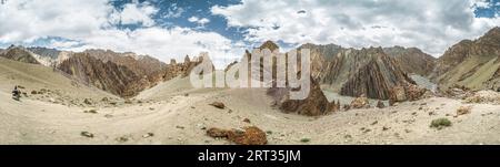 Panorama of beautiful Markha Valley in India in old Buddhist kingdom of ...