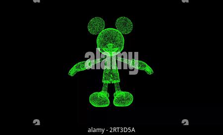 3D Mickey Mouse on black background. Fairytale character concept ...