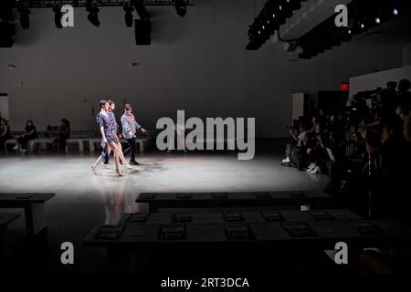 Designer Johnson Hartig directs models during rehearsal at the ...