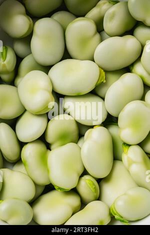 Fresh green fava beans close up, background Stock Photo - Alamy