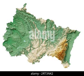 France. Detailed 3D rendering of a shaded relief map with rivers and ...