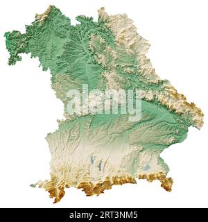 Germany. Detailed 3D rendering of a shaded relief map with rivers and ...