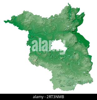 Germany. Detailed 3D rendering of a shaded relief map with rivers and ...