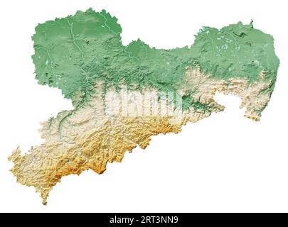Germany. Detailed 3D rendering of a shaded relief map with rivers and ...