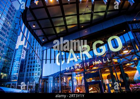 Exterior of Cargo Markethall in Canary Wharf, London, UK Stock Photo ...