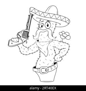 Cactus character with a revolver. Cartoon Mexican Cactus Stock Vector ...