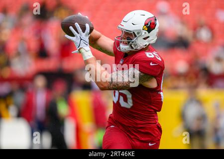 Arizona Cardinals tight end Trey McBride (85) warms up before an NFL ...