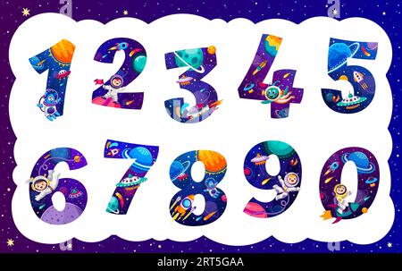Cartoon space alphabet. Vector childish colorful font, uppercase type ...