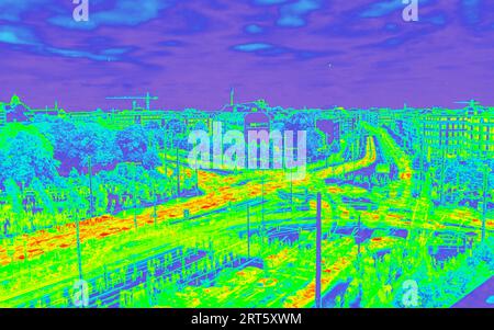 Infrared view of heavy fast moving traffic - motion infrared map Stock ...