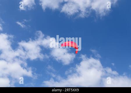 Lots of kite surfing activity at the Baltic Sea beach of Laboe in ...