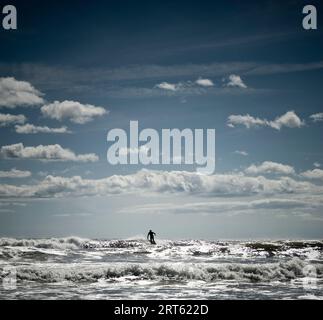 Maine surf surfer surfing Higgins Beach coast Atlantic ocean Stock ...
