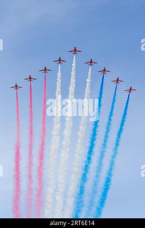 Red Arrows Fly past over Portsmouth to celebrate 80th Anniversary of D ...