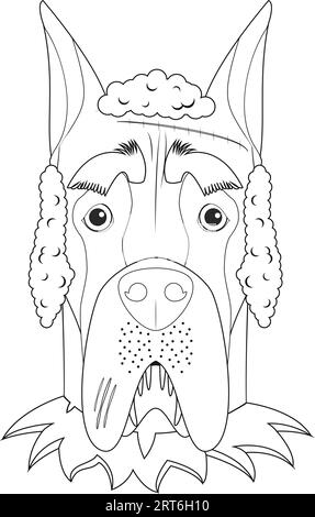 Great Dane dog easy coloring cartoon vector illustration. Isolated on ...