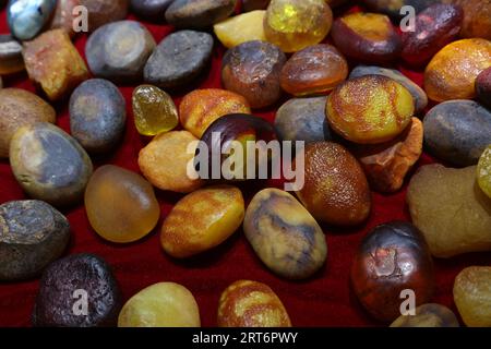 Beeswax stones are stacked together in a handicraft workshop, China ...