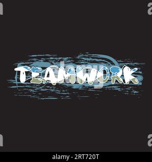 Teamwork lettering text effect typography dark t shirt design Stock ...