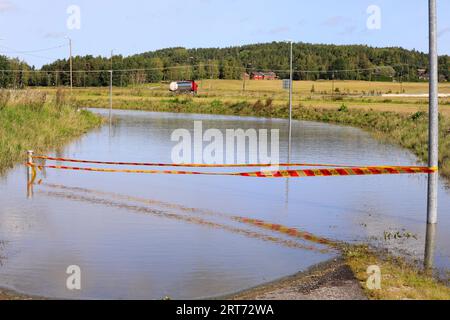 Flooded Mahtinaisentie pedestrian and cycle underpass due to heavy ...