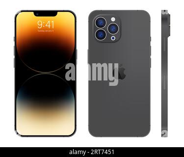 New iPhone 15 Deep black color by Apple Inc. Mock-up screen iphone and ...