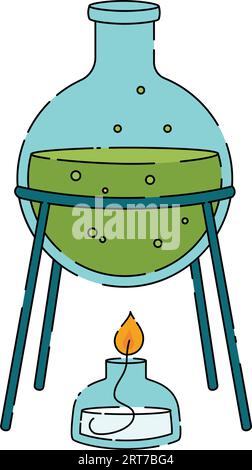 Laboratory glass alcohol lamp burner with flame vector illustration ...
