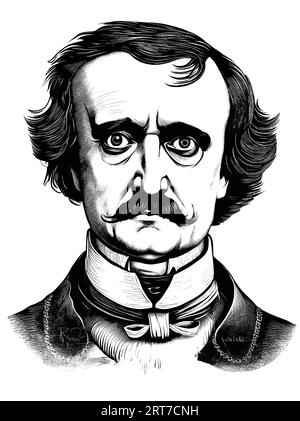 Edgar Allan Poe cartoon character. Vector Illustration. Kids History ...