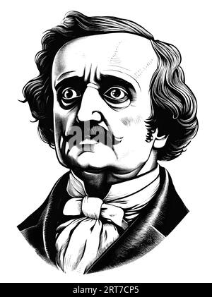 Edgar Allan Poe cartoon character. Vector Illustration. Kids History ...