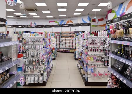 Moscow, Russia - Sept 10. 2023. Interior of the Elize cosmetic store ...