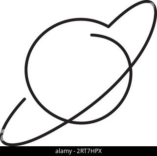 Continuous one line drawing Saturn Planet. Solar system. Vector Stock ...