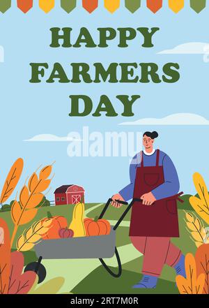 Happy farmers day poster template. Farmer at work, agricultural worker ...
