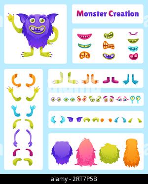 Cartoon monster creation kit. Creature characters constructor with ...