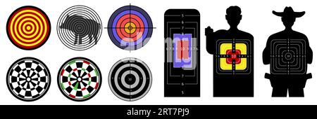 Black silhouette targets. Crosshair shapes for weapon shooting ...