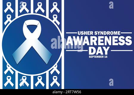 Usher syndrome awareness day September 16 with ribbon, blue background ...