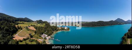 Drone shot, Fuschl Castle, Fuschlsee, Fuschl am See, Salzkammergut ...