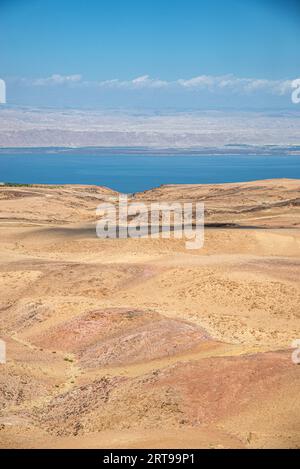 Dead Sea landlocked salt lake in Jordan Rift Valley on border between ...