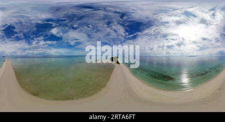 360° view of Top view of a beautiful sandy beach. Virtual Reality 360 ...