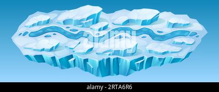 Winter land map for game level interface. Vector cartoon illustration ...