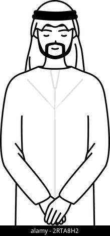 Muslim Man bowing with folded hands, Vector Illustration Stock Vector ...