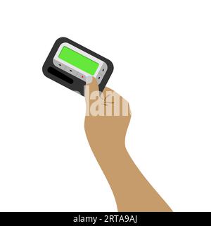 Pager . Retro telecommunication device from 90s. Vector flat ...