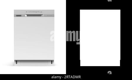 modern new dishwasher front view 3d render on white Stock Photo - Alamy